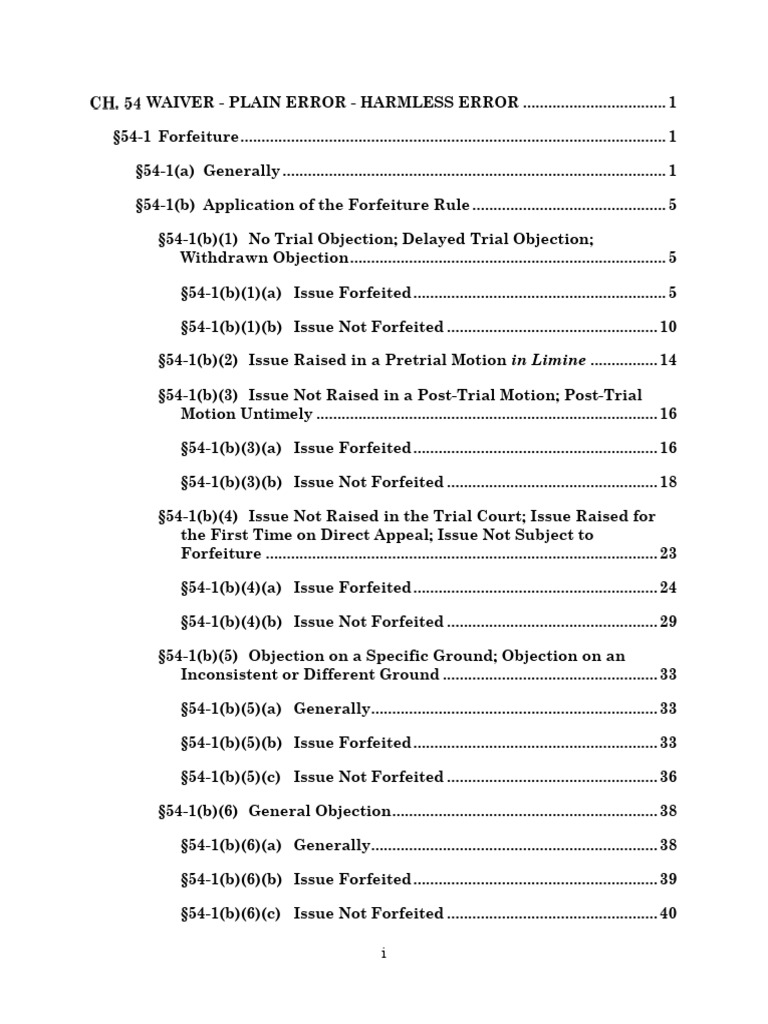 CH 54 Waiver Plain Error Harmless Error | PDF | Evidence (Law) | Trials