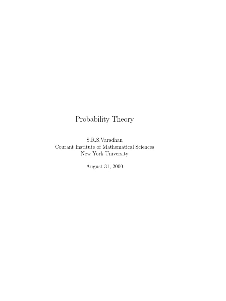 Probability Theory Course Notes | PDF | Expected Value | Probability