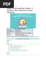 Soal Matematika Kelas 2 Waktu dan Durasi (Lama Waktu) - Diary Guru | PDF