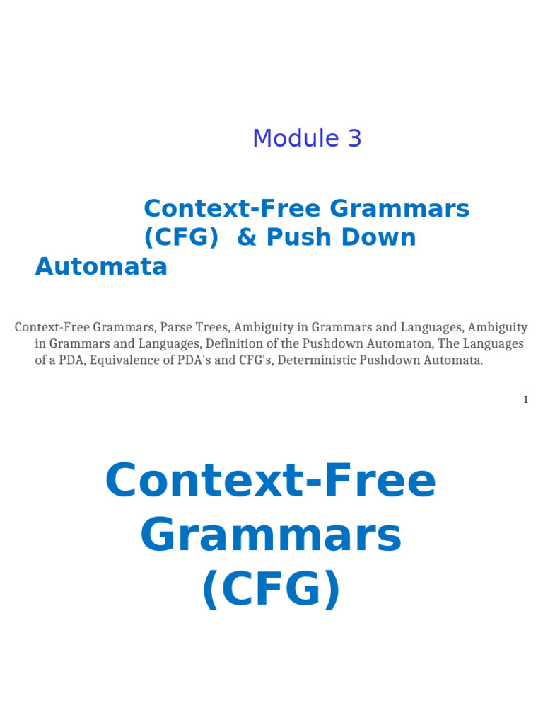 Module 3 CFG - Final | PDF | Automata Theory | Metalogic