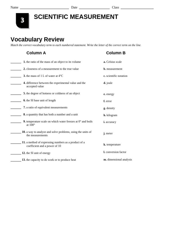 3 Vocab | PDF | Chemical Substances | Measurement