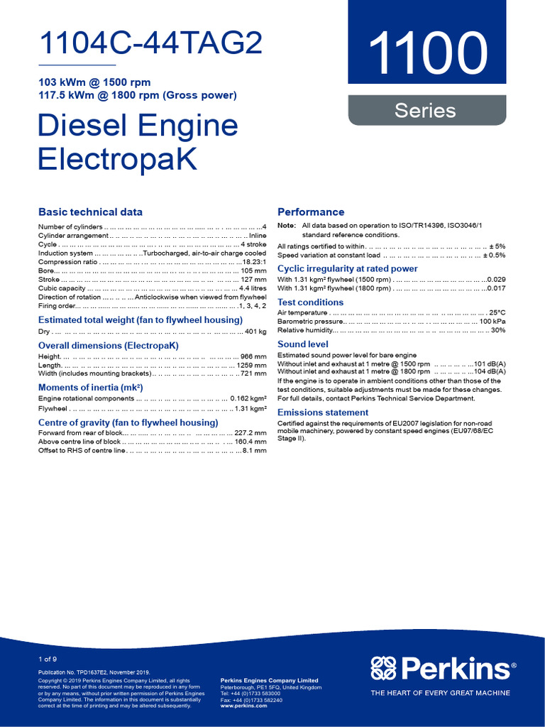 1104C-44TAG2 TPD1637E2 November2019 | PDF | Engineering | Engines