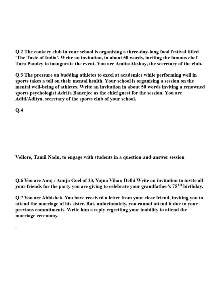 Practice Qs. Invitations | PDF