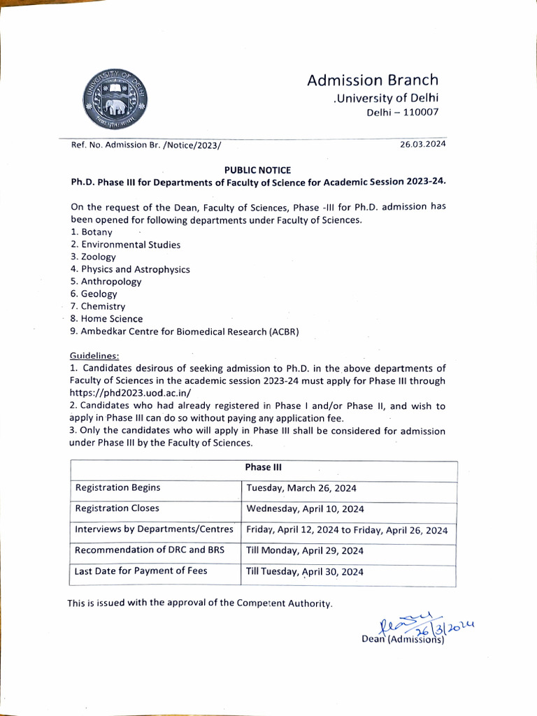 PHD Schedule PhaseIII | PDF