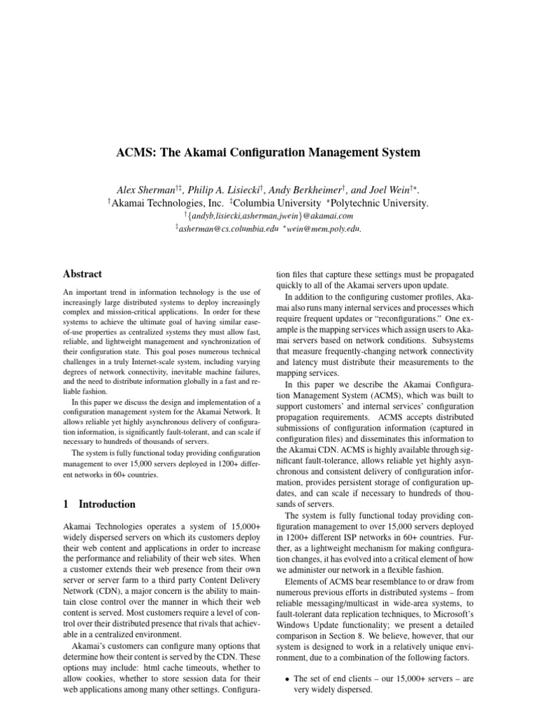 A Cms The Akama I Configuration Management System | PDF | Computer Network | Replication (Computing)