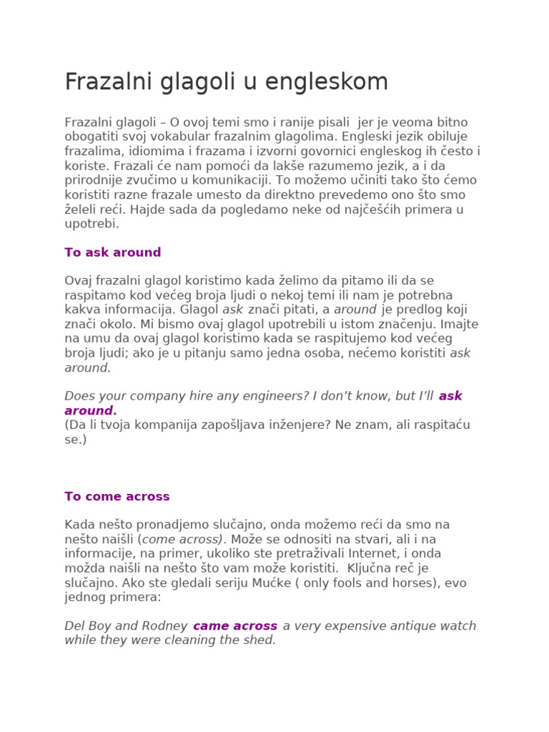 Frazalni Glagoli | PDF