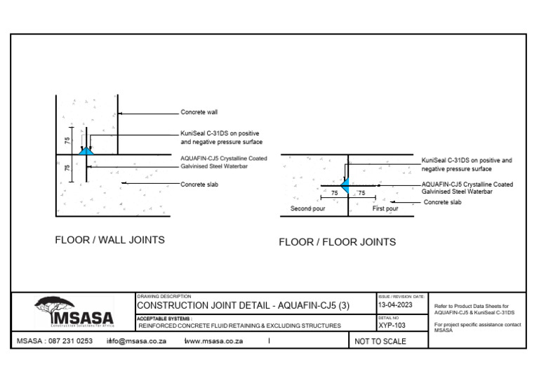 Construction Joint Detail XYP-103 | PDF
