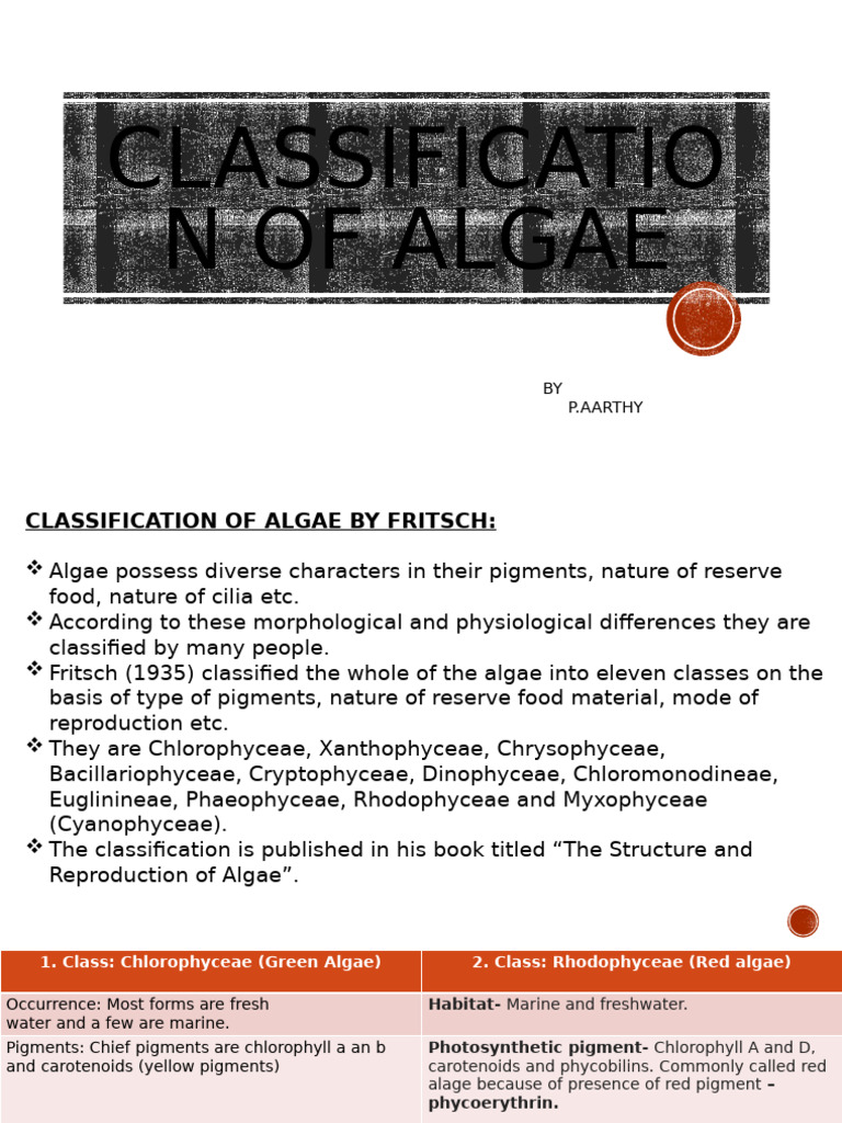 Fritsch and Smith Algae Classification | PDF | Eukaryotes | Algae