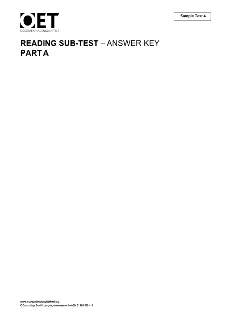 Sample Reading Sub-Test Answer Booklet | PDF | Science & Mathematics