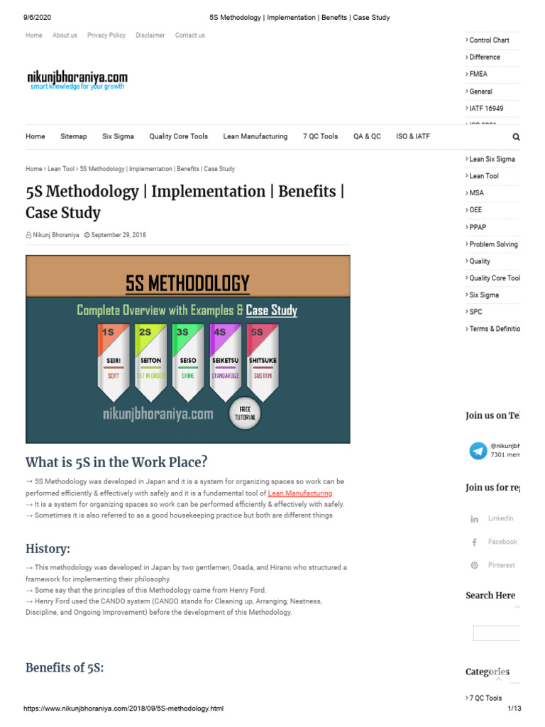 5S Methodology: Implementation & Benefits | PDF | Six Sigma | Iso 9000
