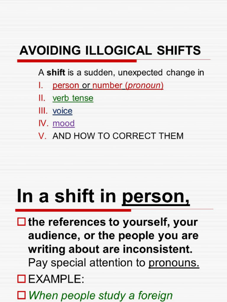 Avoiding Illogical Verb Shift | PDF | Verb | Grammar