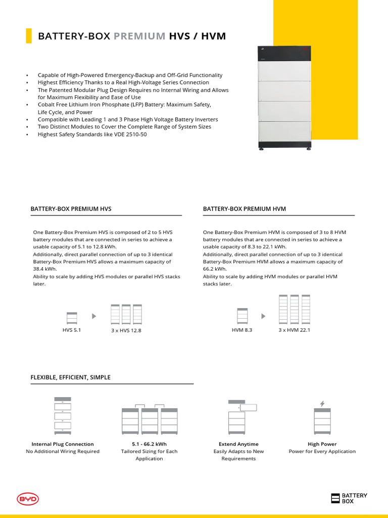 BYD Battery-Box HVS/HVM Specs & Features | PDF | Electrical Components ...