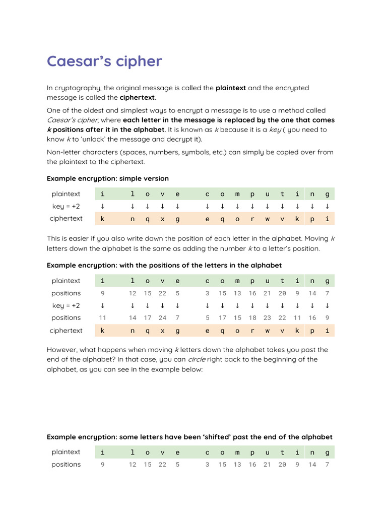 A3 Worksheet - Caesar -s Cipher - Mini-project | PDF | Encryption ... A3 Worksheet - Caesar -s Cipher - Mini-project | PDF | Encryption ...