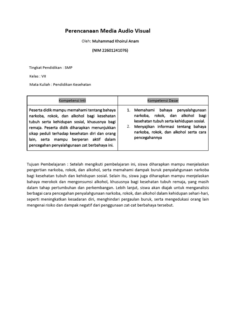 Perencanaan Media Audio Visual | PDF
