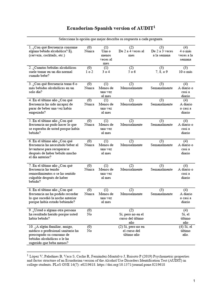 Audit Ecuadorian Spanish | PDF | Alcohol