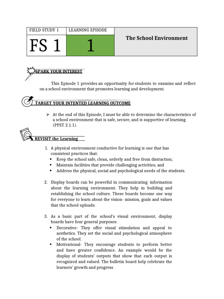 FS 1 | PDF | Differentiated Instruction | Learning