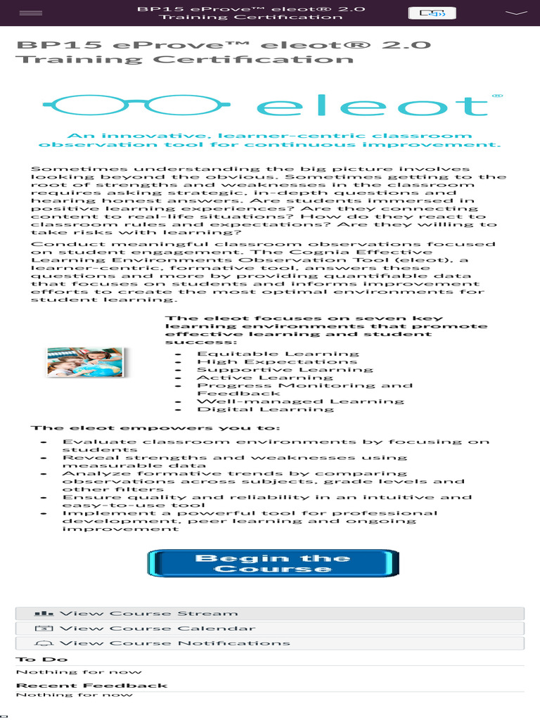 BP15 Eprove™ Eleot® 2.0 Training Certification | PDF | Business ...