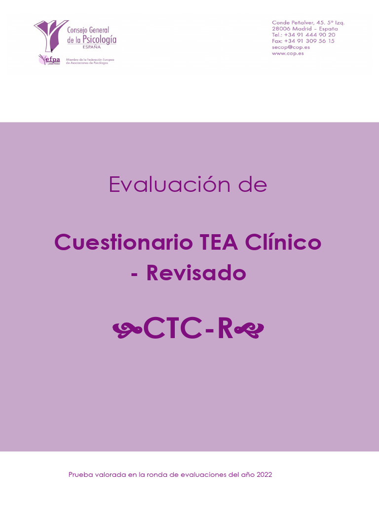 CTC-R Informe COP | PDF | Validez (Estadísticas) | Investigación ...