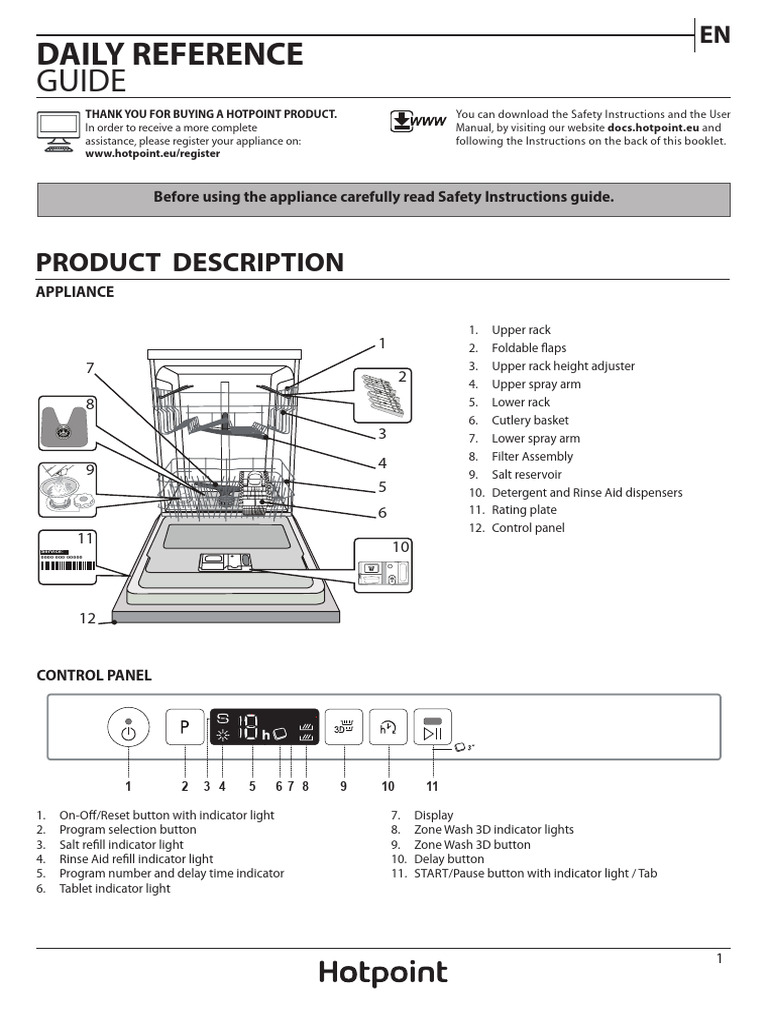 Dishwasher Hotpoint DWS-DEA603-S Manual | PDF | Dishwasher | Tableware