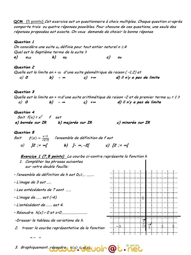 Devoir de maths 3ème - Contrôle n°1 | PDF | Analyse mathématique | Science