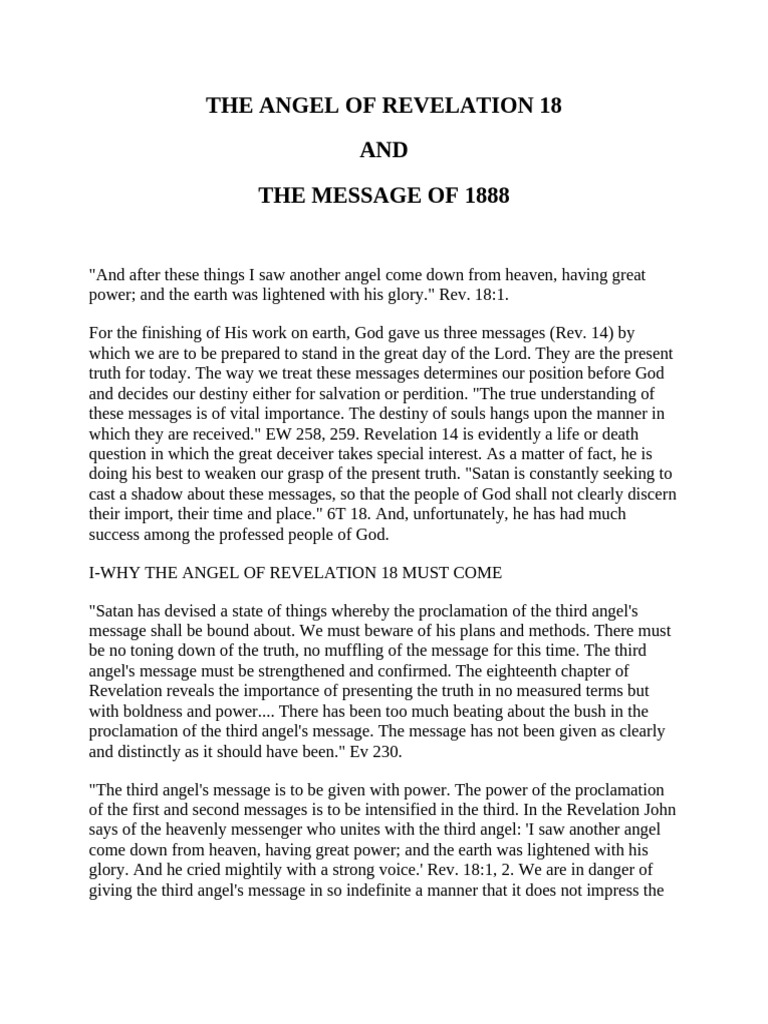 Study 1 - The Angel of Revelation 18 | PDF | Glory (Religion) | Angel