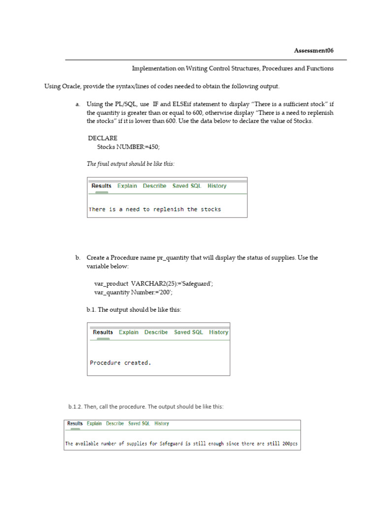 Assessment06-Implementation On Writing Control Structures, Procedures ...