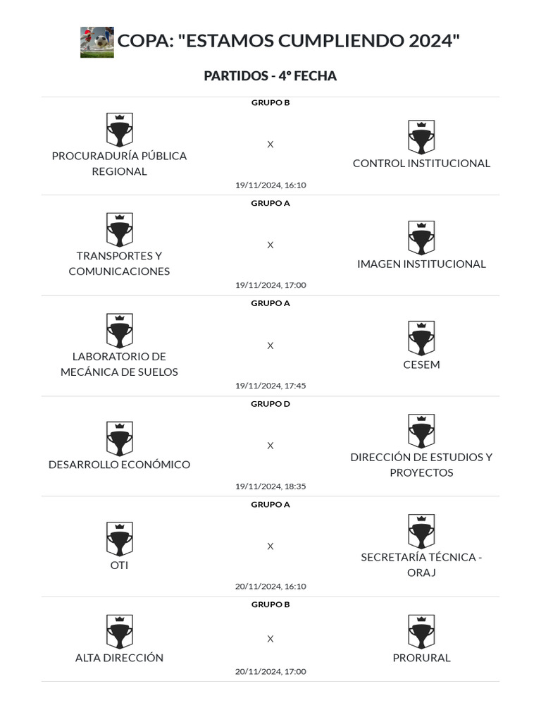 Partidos Copa 2024: 4ª Fecha Grupo B | PDF | Economias