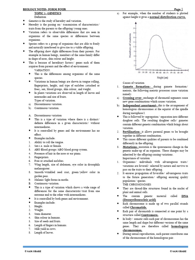 Form 4 Notes | PDF | Dominance (Genetics) | Genotype