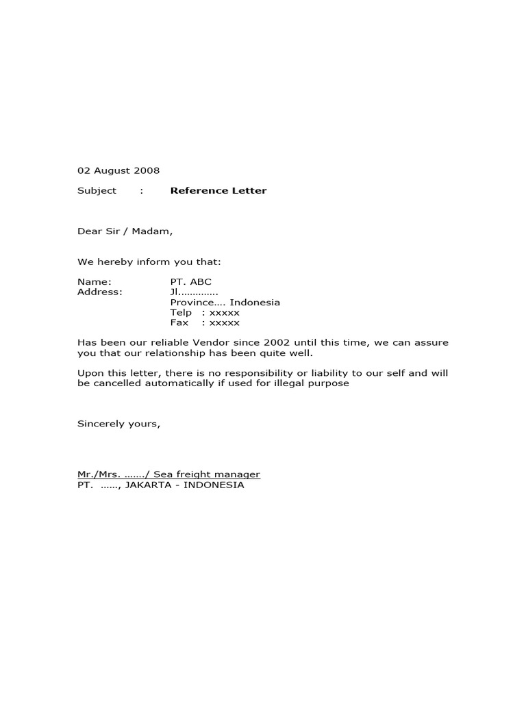 Customer Reference Letter for PT. ABC | PDF
