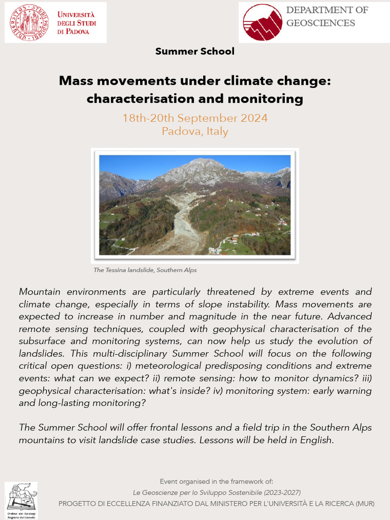 Geoscience Summer School 2024 | PDF | Landslide | Earth Sciences