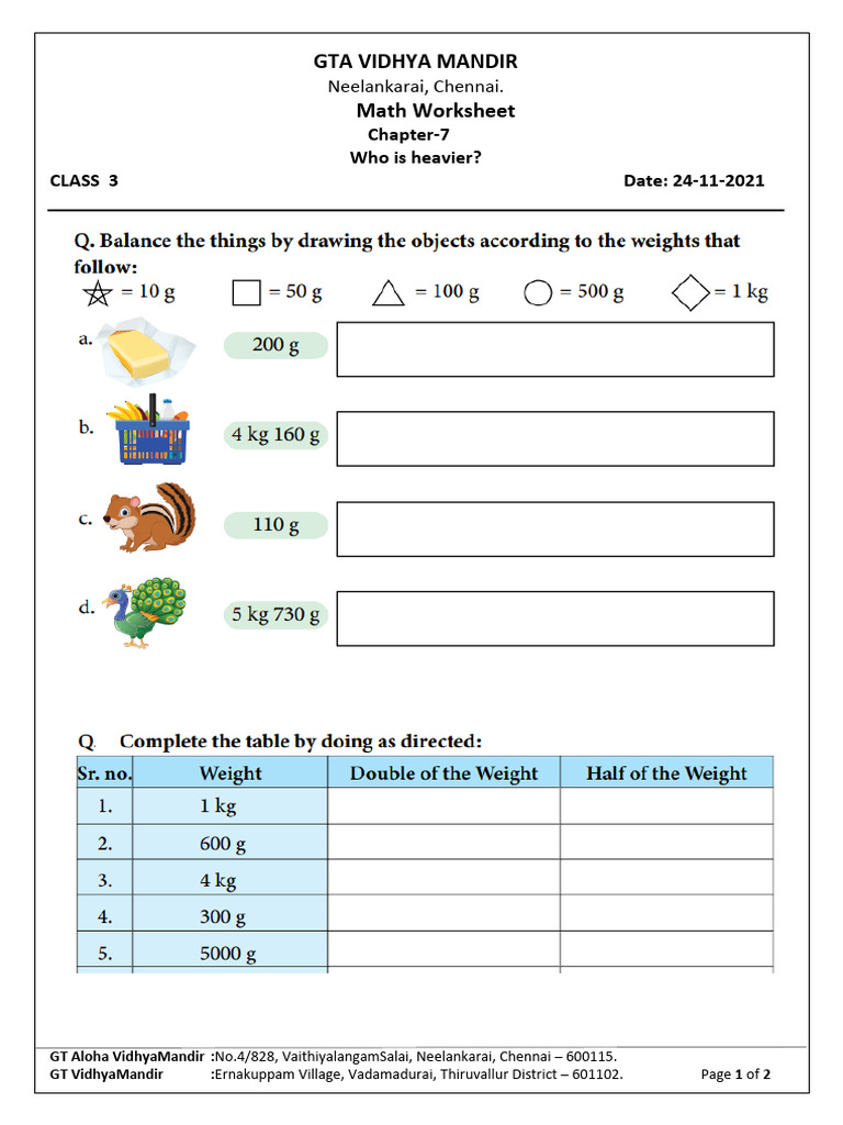 Grade 3 Math Worksheet | PDF