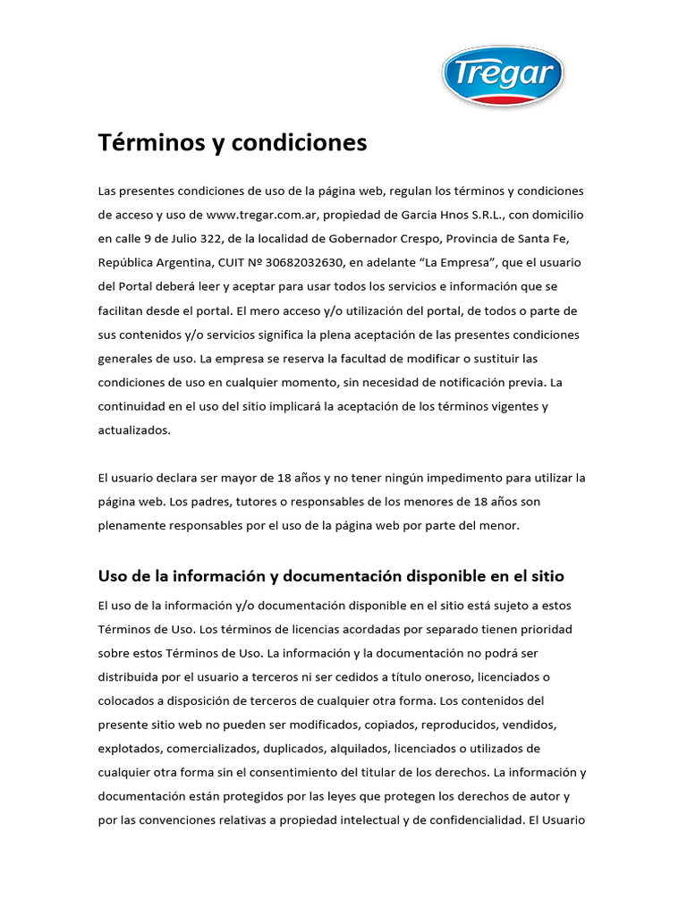 Terminos y Condiciones Web | PDF | Propiedad intelectual | Red mundial