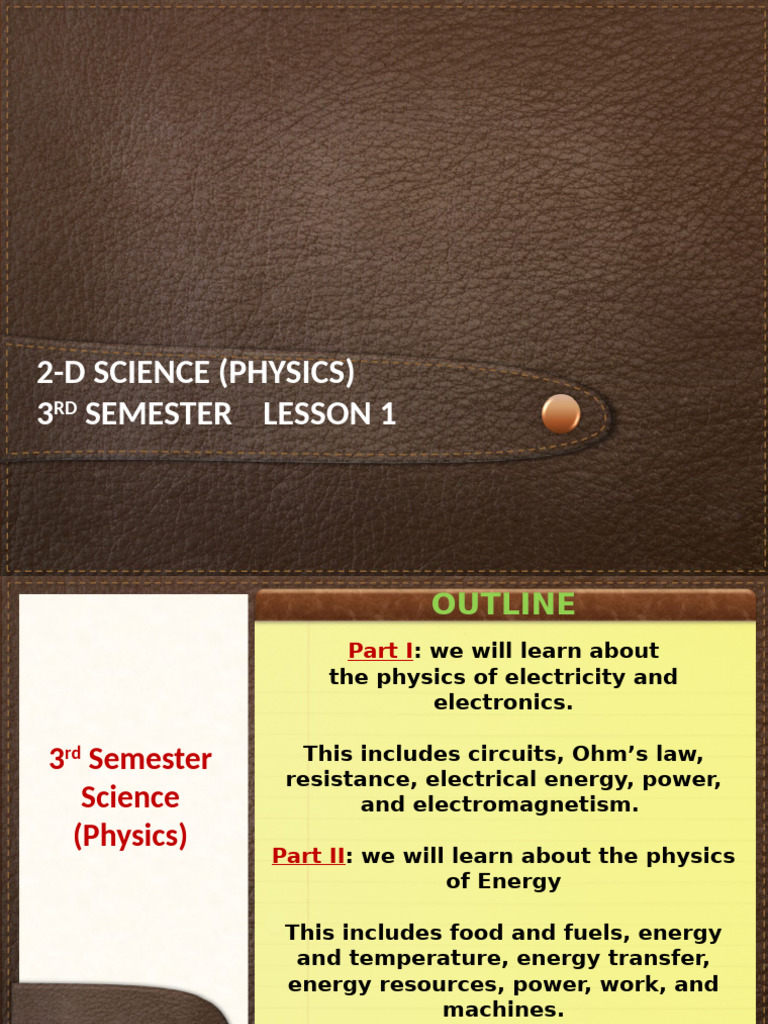 3rd Semester Physics: Electricity & Energy | PDF | Voltage | Electrical Resistance And Conductance