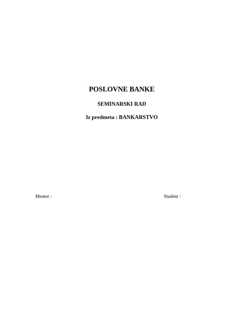 Poslovne Banke | PDF