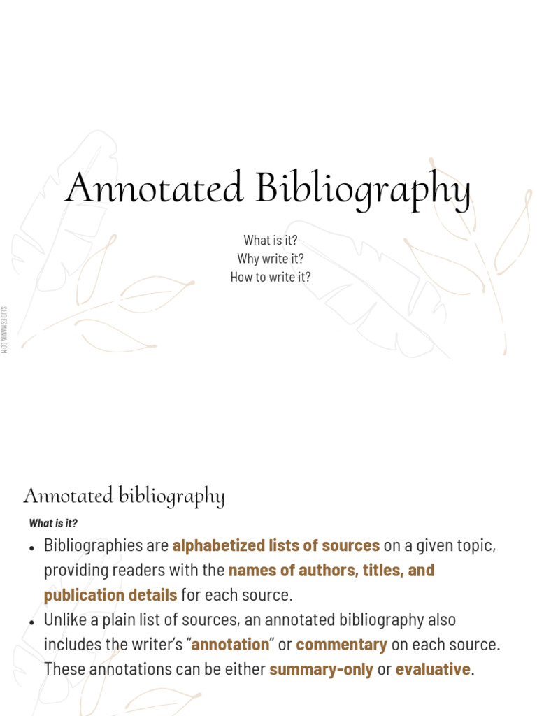 Annotated Bibliography Slides | PDF | Bibliography | Human Communication