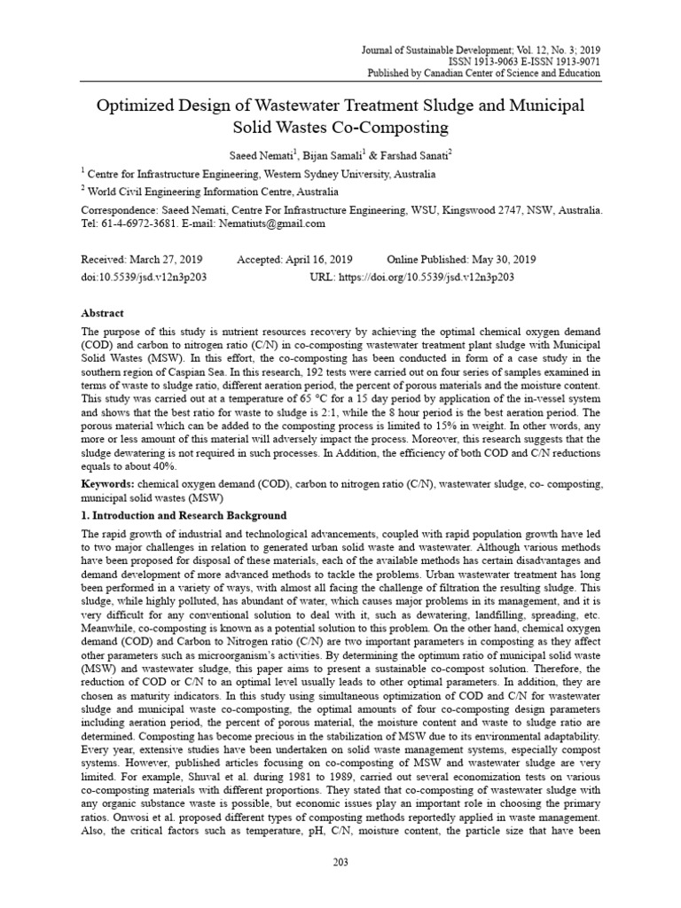Optimized Design of Wastewater Treatment Sludge and Municipal Solid ...
