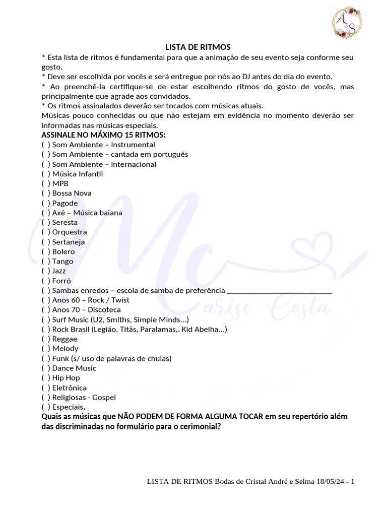 Lista de Ritmos | PDF