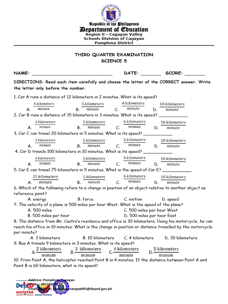 Third Quarter Examination | PDF | Series And Parallel Circuits | Electric Current