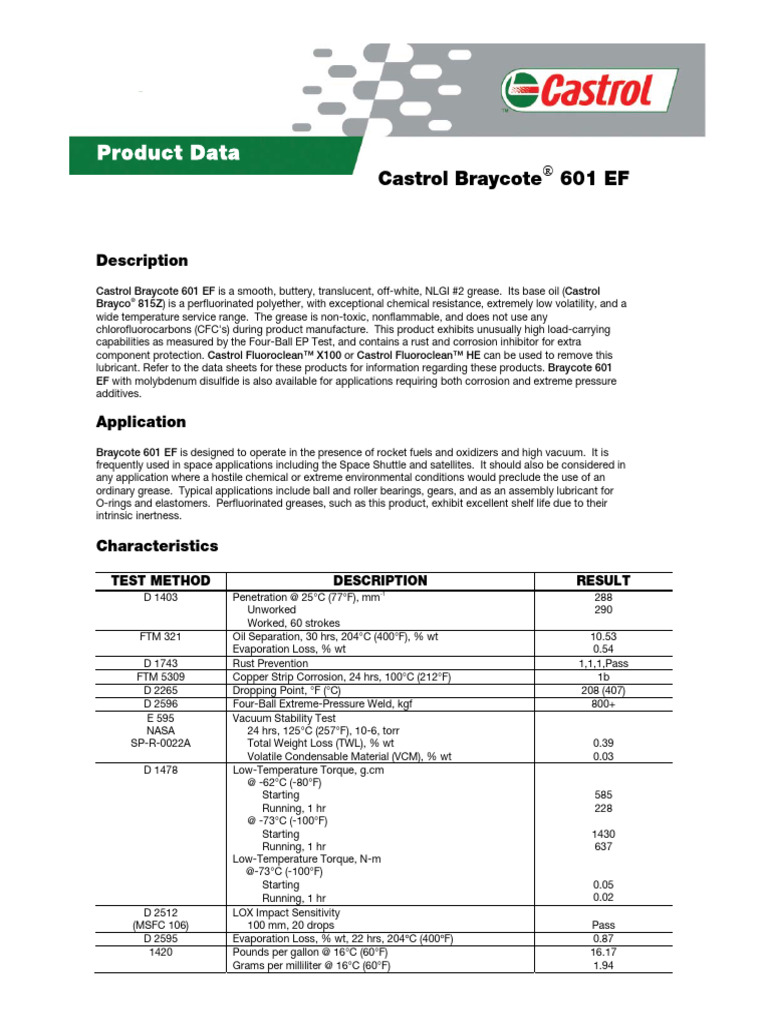 Braycote 601ef | PDF | Materials | Secondary Sector Of The Economy
