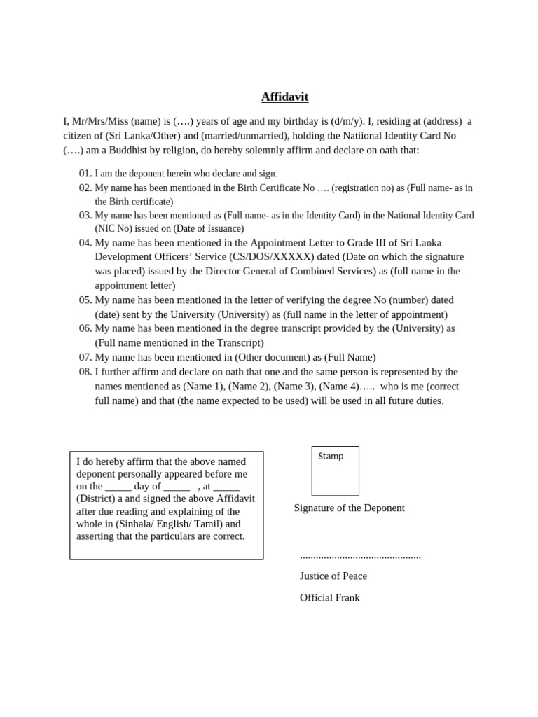 Dos Sample Affidavit e | PDF