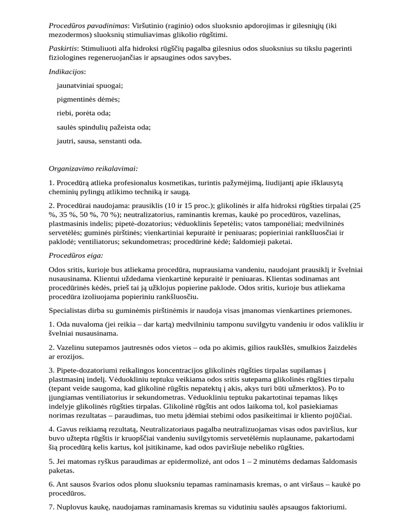Cheminio Šveitimo Procedūros Su Glikolio Rūgštimi Instrukcija | PDF