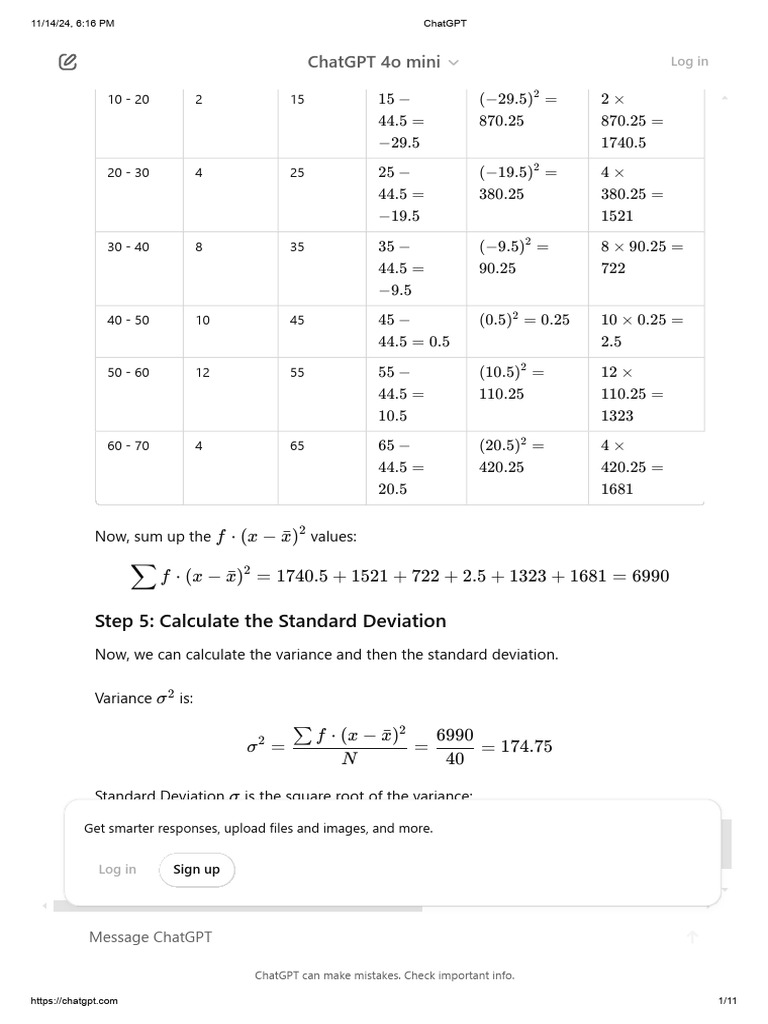 Chatgpt 4O Mini: Step 5: Calculate The Standard Deviation | PDF ...