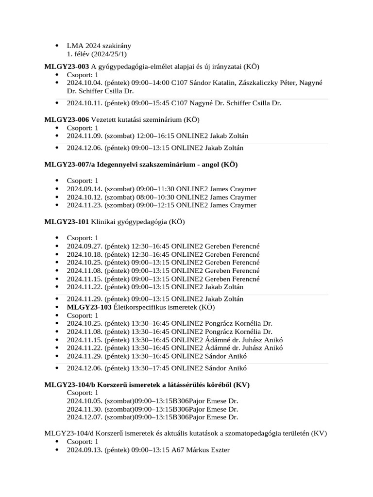 LMA 2024 Szakirány | PDF