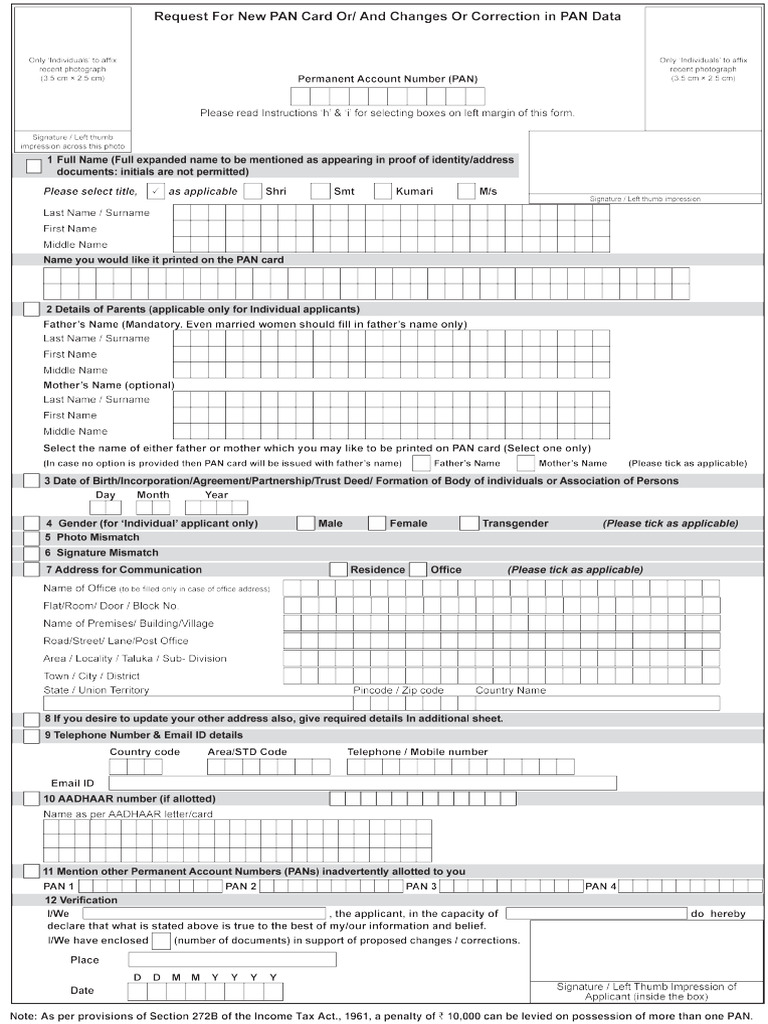 Pan Correction Form | PDF