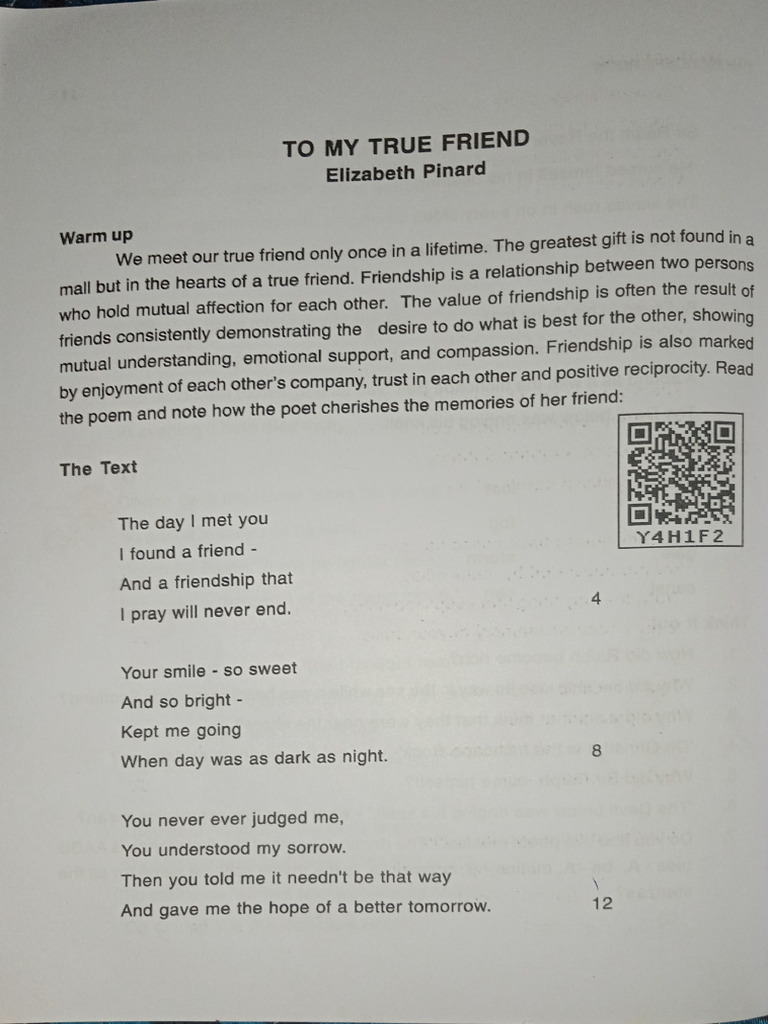 To My True Friend ? | PDF