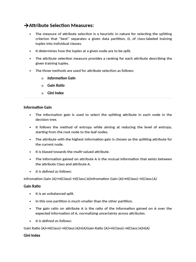 Attribute Selection Measures@ | PDF | Algorithms And Data Structures | Theoretical Computer Science
