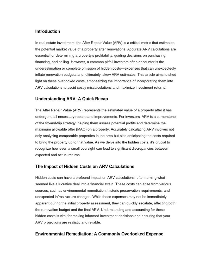 How is ARV Calculated_ Hidden Costs and ARV_ What Investors Often ... How is ARV Calculated_ Hidden Costs and ARV_ What Investors Often ...