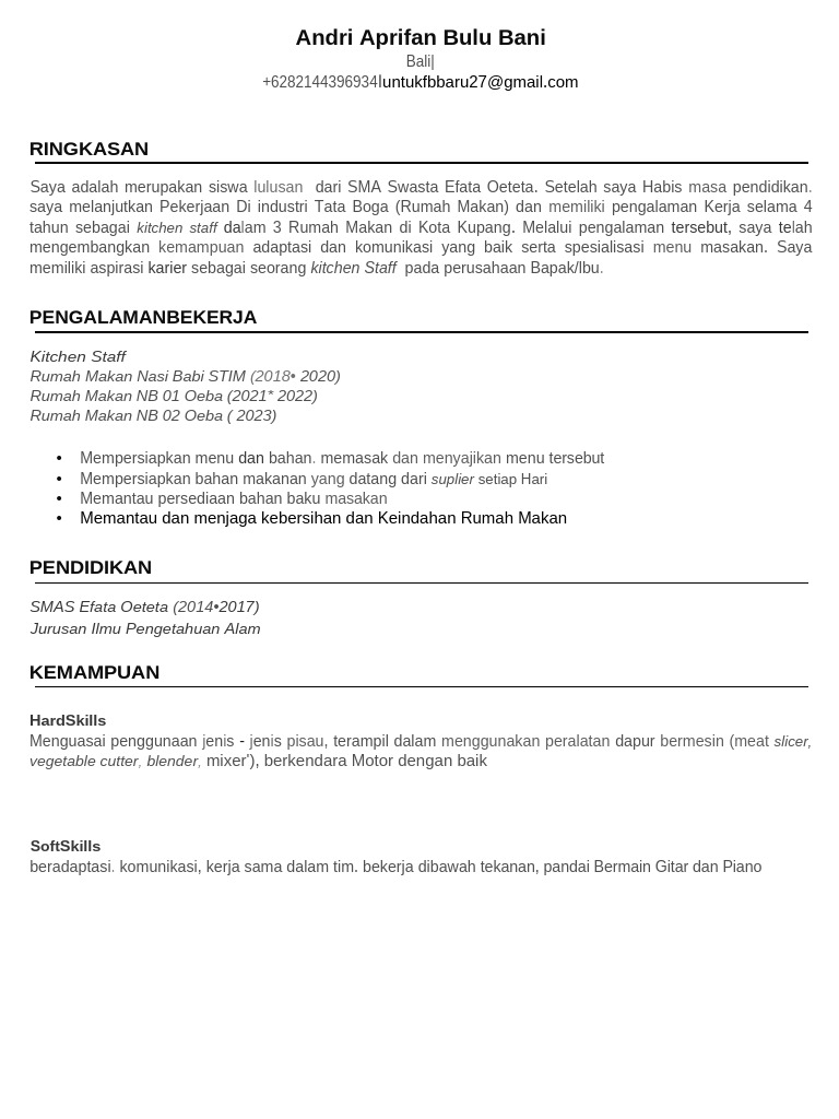 CV Andri Bani | PDF