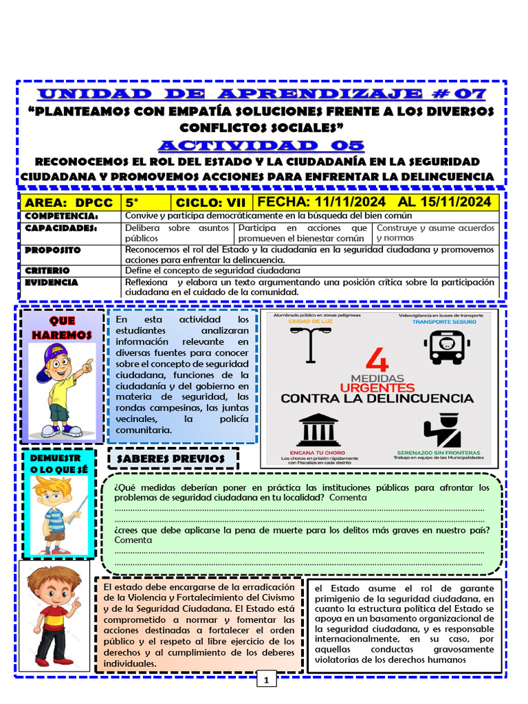 Actividad 5 DPCC 5° Unidad 7 | PDF | Estado (política) | Policía