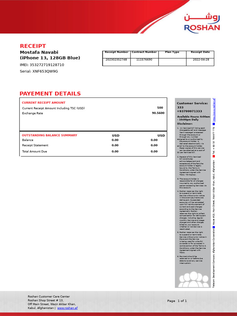Roshan Store Receipt | PDF | Receipt